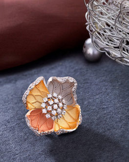 Troika Tri Color Flower Ring | VOYLLA Fashions